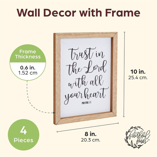 Christian Wall Decor with Bible Verses for Home 4 Pieces Set – Pines ...